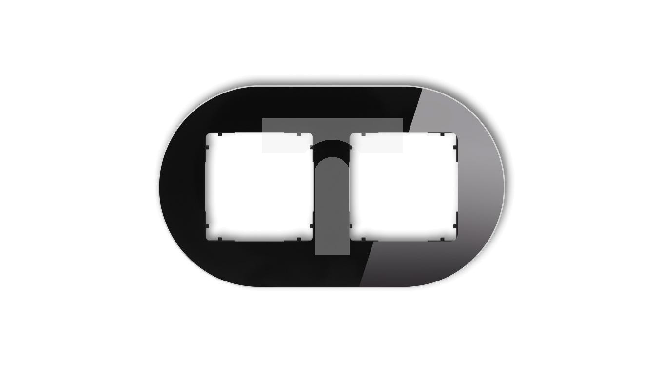 ICON Ramka uniwersalna podwójna okrągła - efekt szkła (ramka: czarna ...