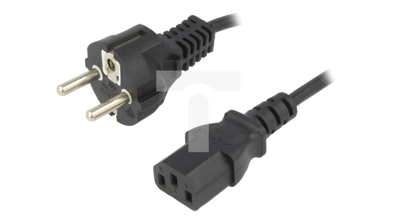 Kabel CEE 7/7 (E/F) wtyk IEC C13 żeński PVC 3m czarny 10A KAB-EU-P3-3.0 ...