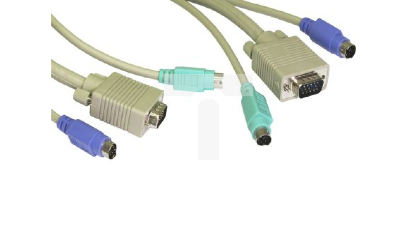 Kabel KVM, dł. 300mm - Męskie złącze KVM, męskie złącze PS2 - Męskie ...