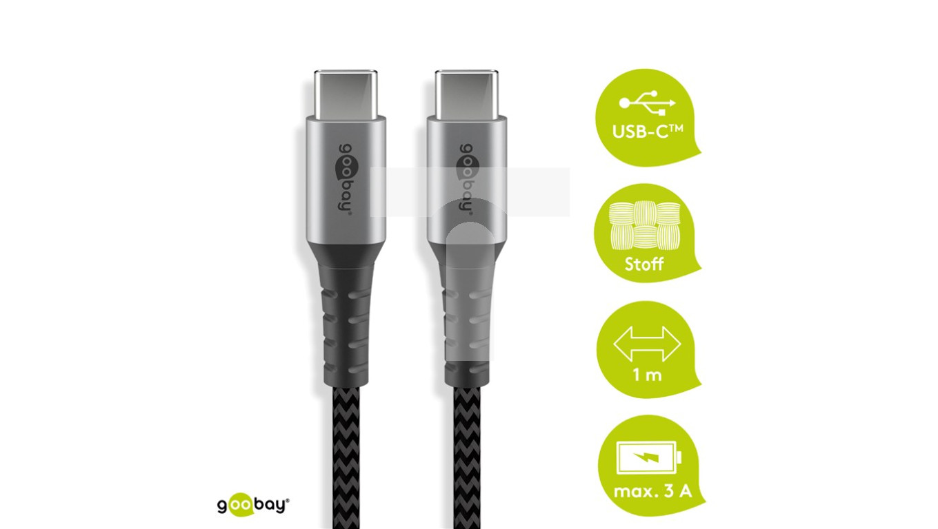 Kabel USB-C™ do USB-C ™ tekstylny z wtyczkami metalowymi 1 m 49302 ...