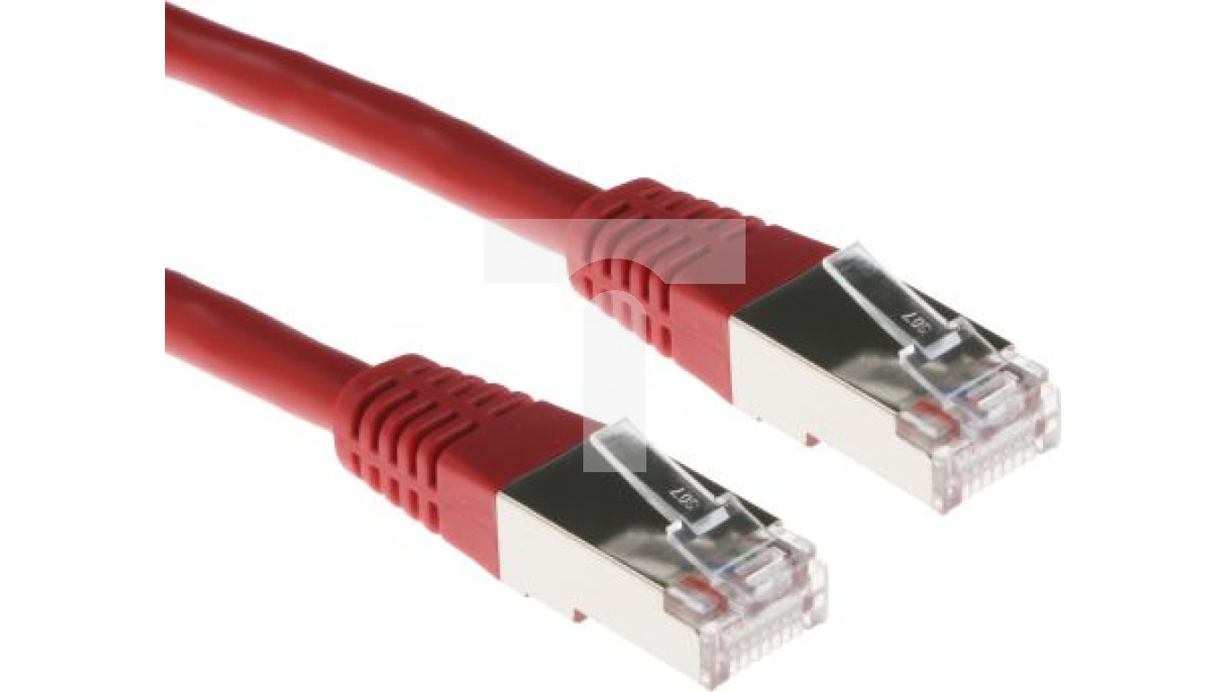Kabel kat. 5, F/UTP, 5m, Czerwony, PVC, złącze: Wtyk RJ45/męski RJ45 ...