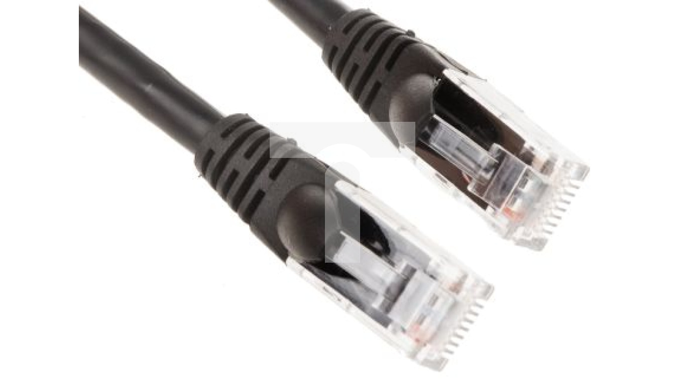 Kabel kategorii 6, Czarny, Wtyk RJ45/męski RJ45dł.: 500mm, mat ...