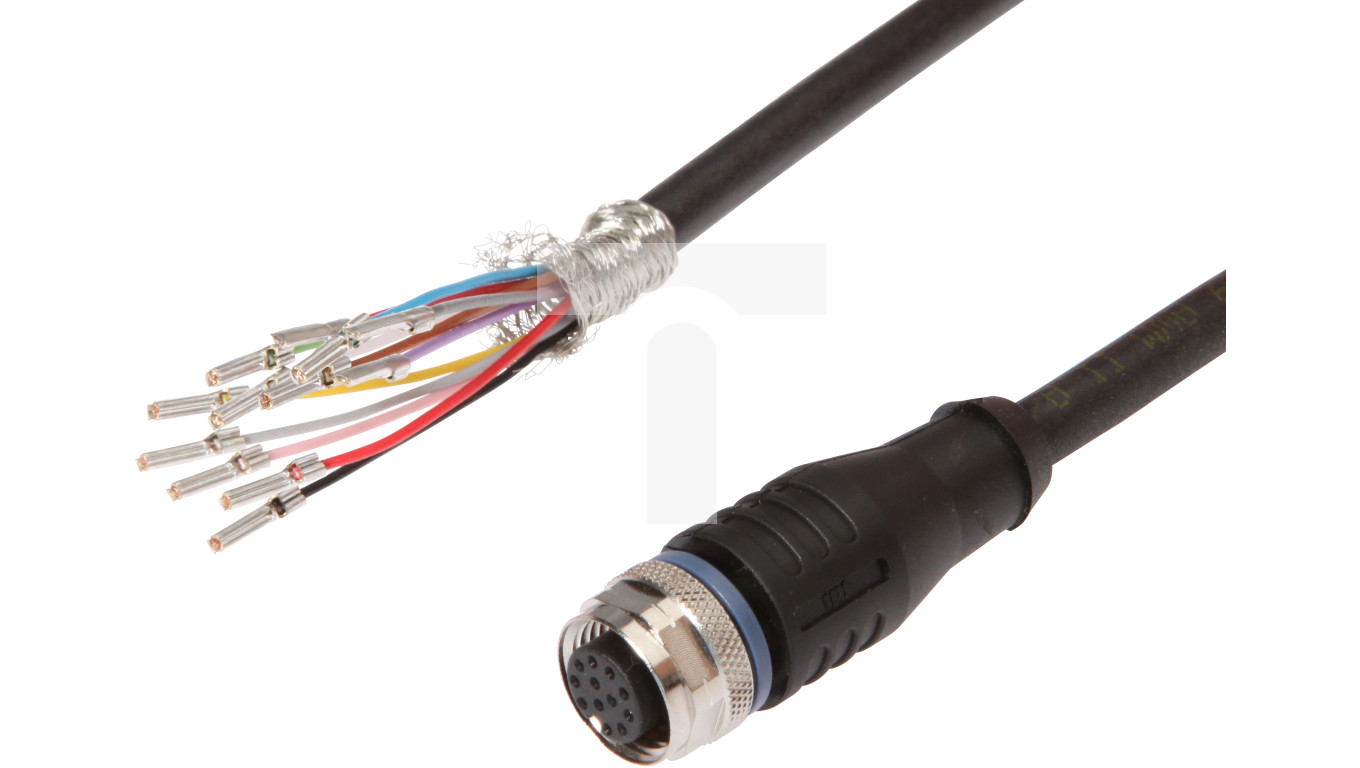 Kabel połączeniowy, 2m, M12 żeński (gniazdo) 12pin prosty, Końcówka ...