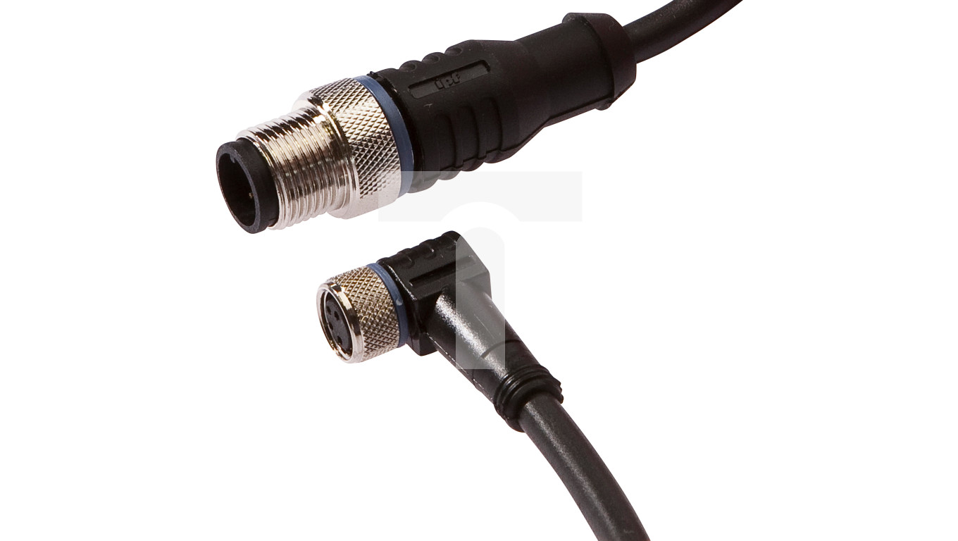 Kabel połączeniowy, 3m, M8 żeński (gniazdo) 4pin kątowy, M12 męski ...