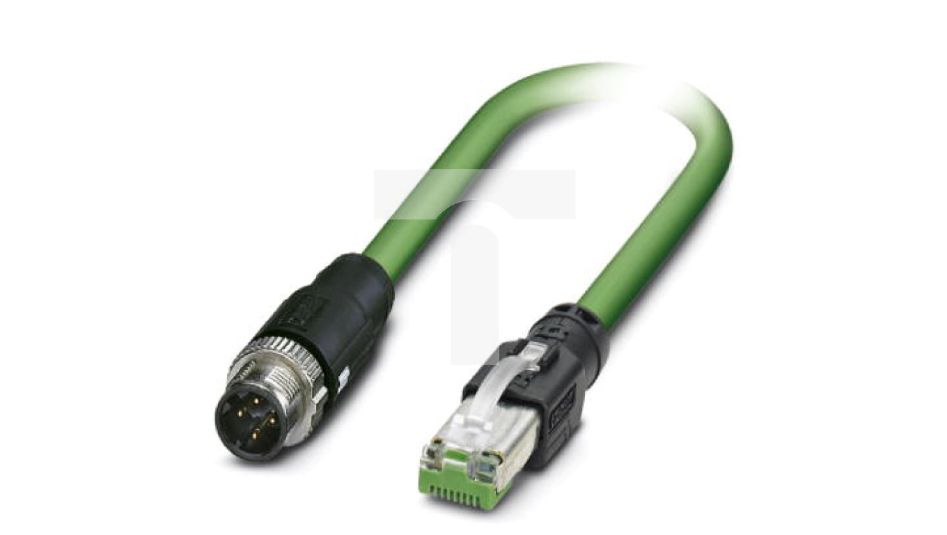 Kabel sieciowy PROFINET CAT5 4-piny zielony wtyk prosty M12 5m NBC-MSD ...