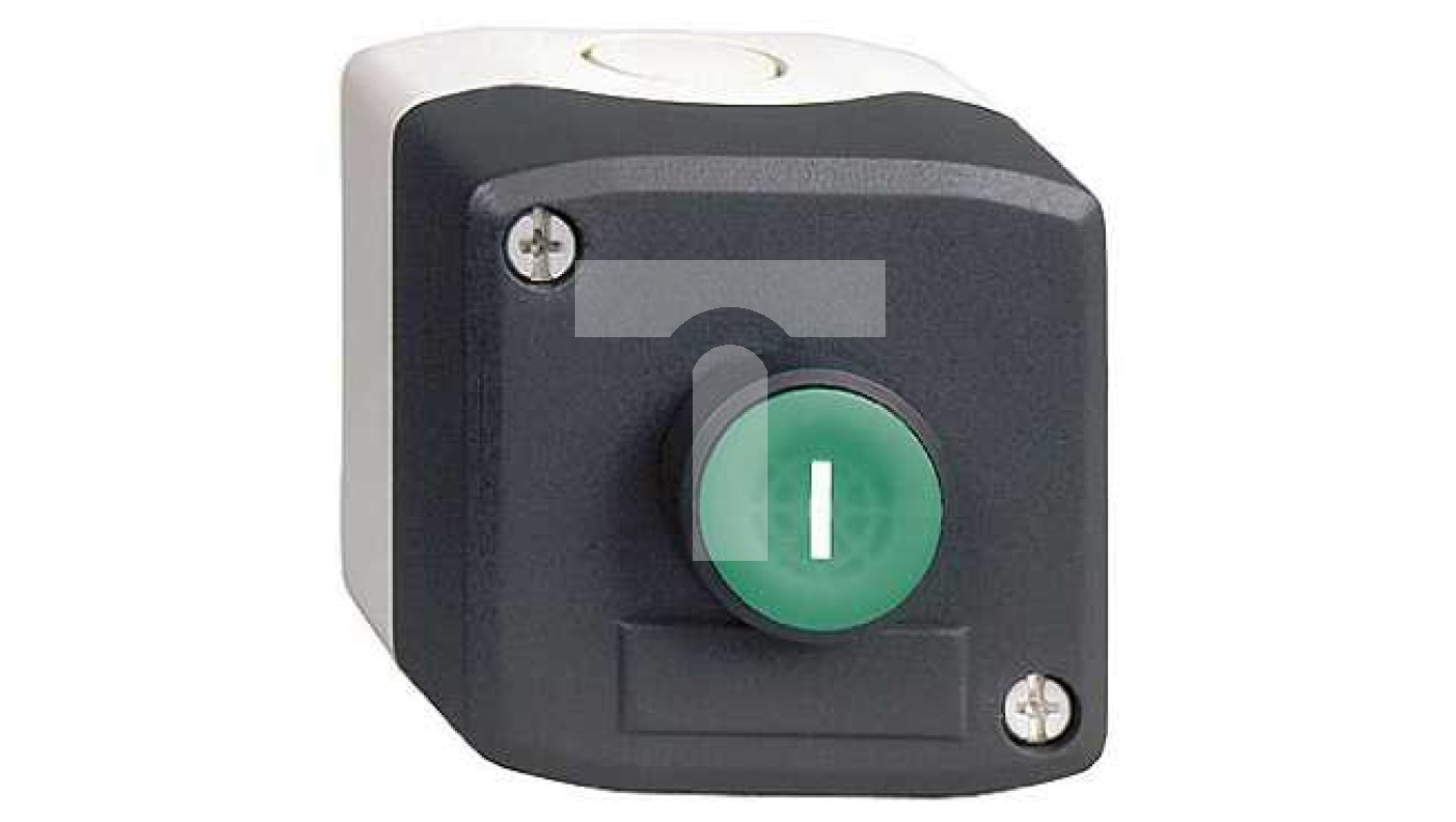 Kaseta sterownicza 1-otworowa przyciskiem zielony 1Z IP65 szara XALD102 – Schneider | TIM SA