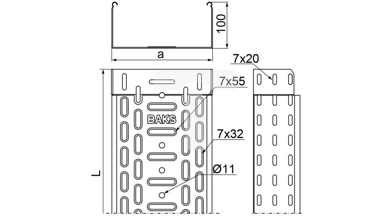 Korytko kablowe perforowane 300x100 grubość 1,0mm KGJ300H100/3 111116 ...
