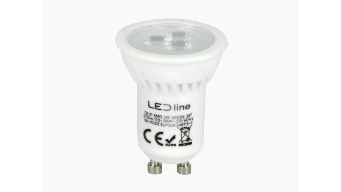 LED line PRIME żarówka LED GU11 3W 4000K neutralna 330lm 170-250V 38st ...