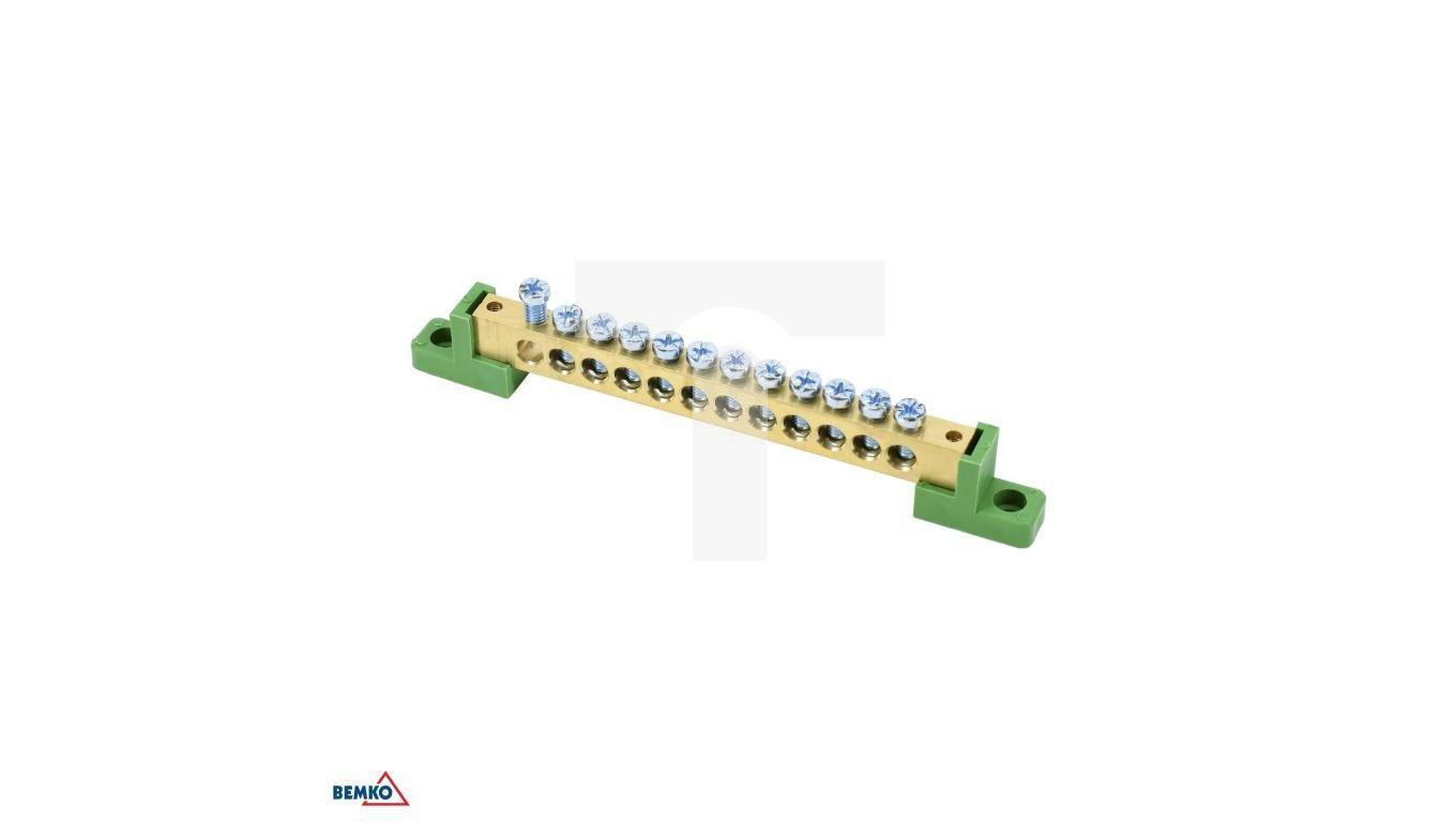 Listwa zaciskowa na izolatorach płaskich 8x12 12-torowa zielona – BEMKO | TIM SA