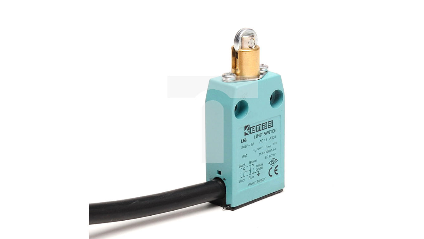 Łącznik L61 w obudowie aluminiowej, 1NO+1NC, popychacz z rolką metalową ...