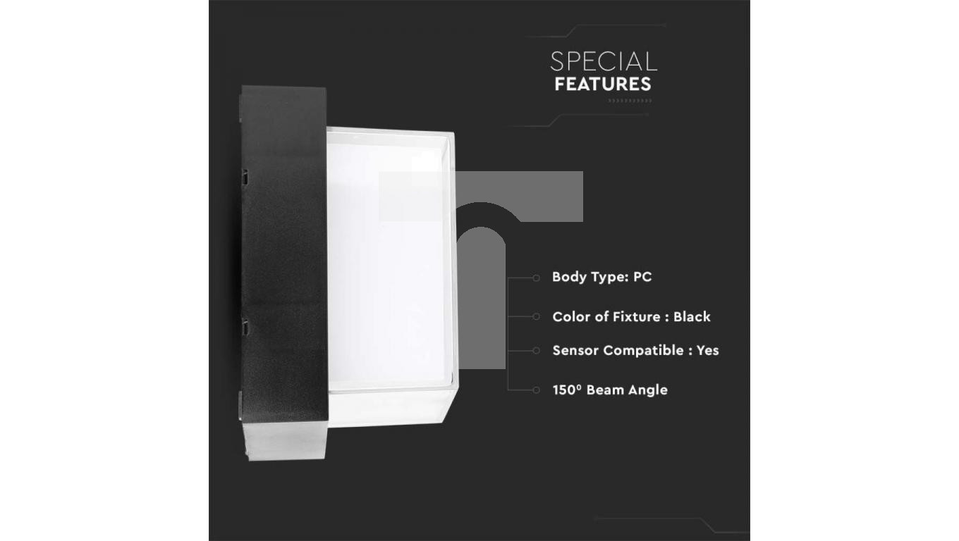 Lampa Elewacyjna LED 12W 1200lm 3000K IP65 Kwadrat Czarny 218543 – V ...