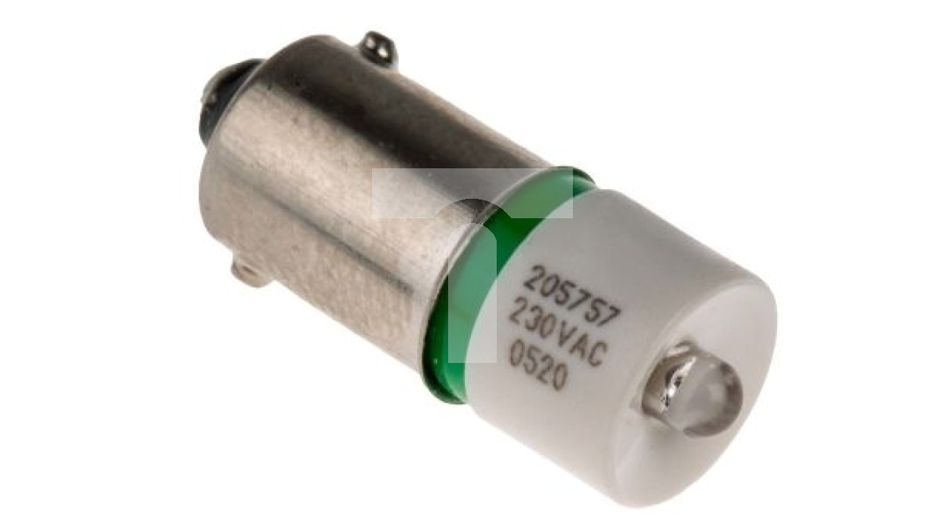 Lampka kontrolna Zielony 230V ac BA9s LED średnica 10mm długość 24mm ...