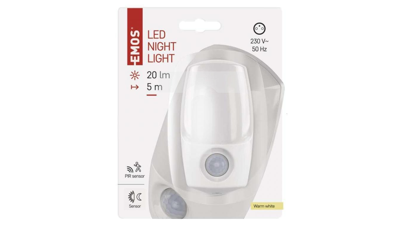 Lampka nocna LED do gniazdka 230V z czujnikiem EMOS P3318 – EMOS | TIM SA