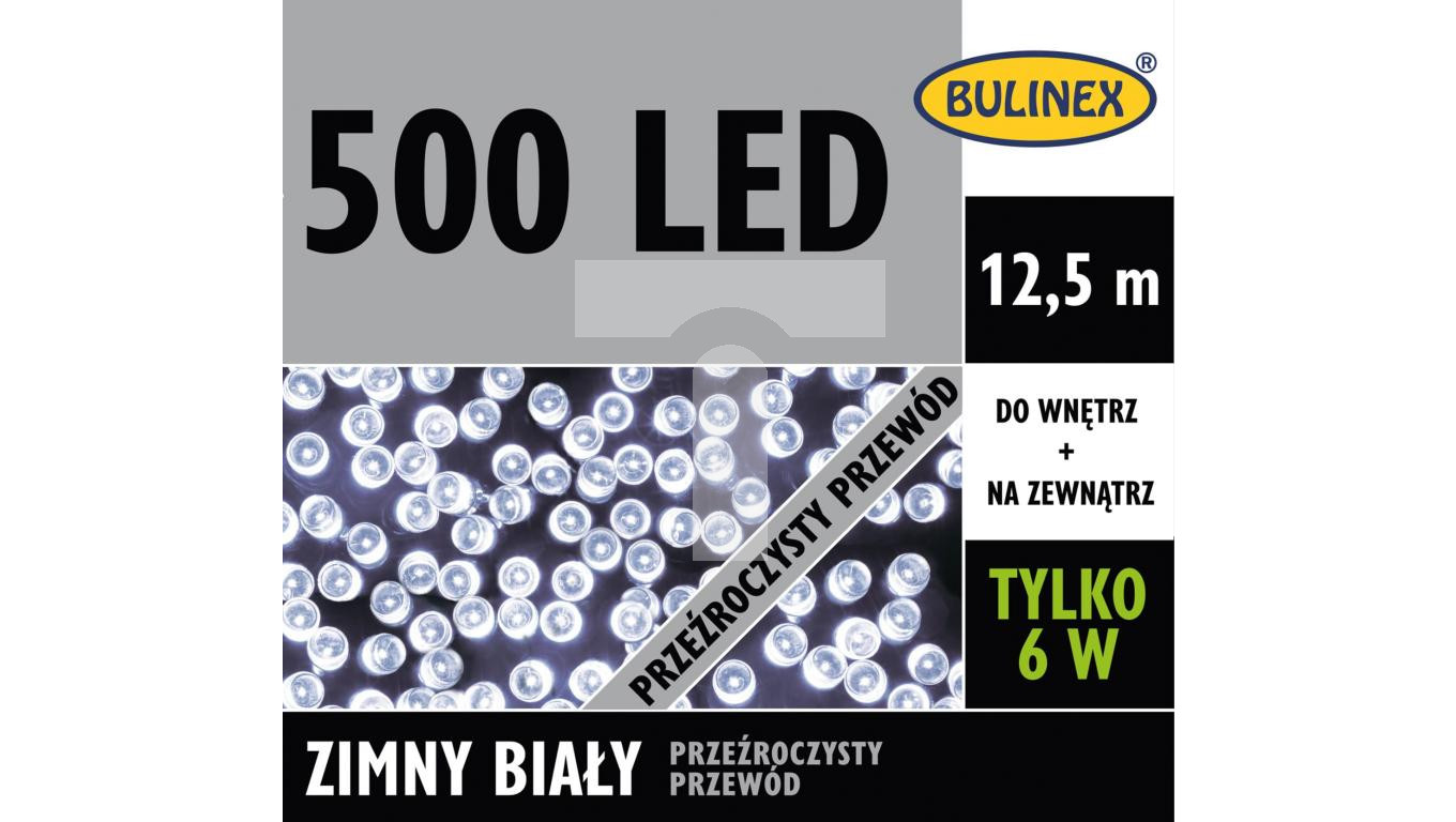 Lampki choinkowe zewnętrzne 500 LED lampki z zasilaczem biały zimny 12 ...