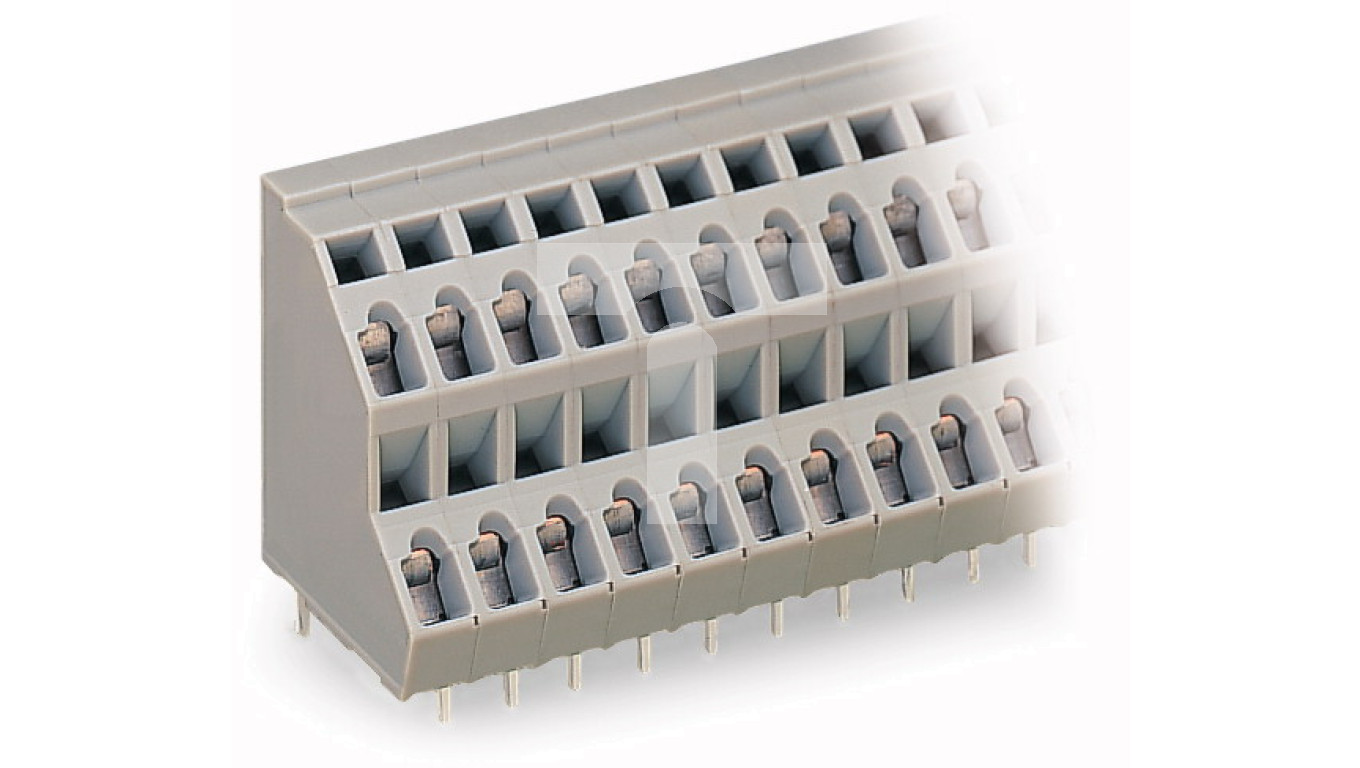 Listwa zaciskowa 2-piętrowa do płytek drukowanych 8-torowa szara raster 5mm 736-108 /42szt ...