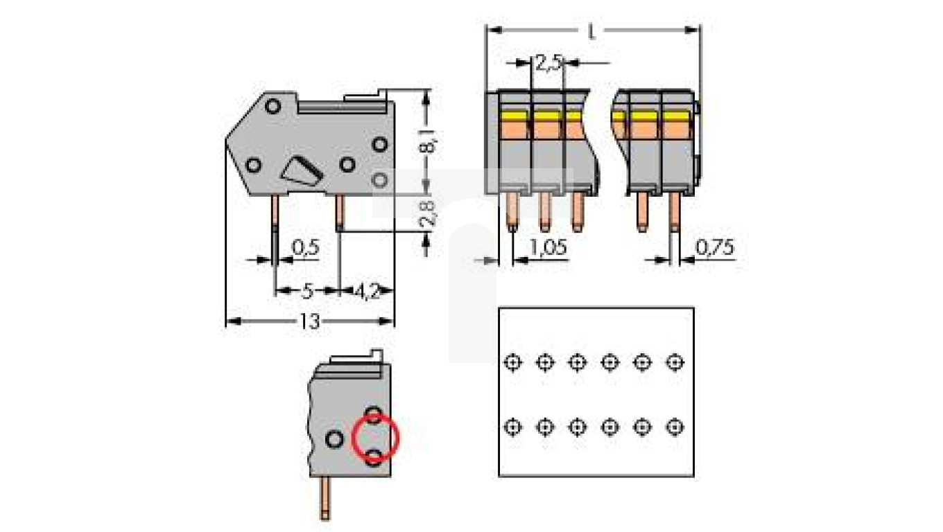 Listwa zaciskowa do płytek drukowanych 12-biegunowa szara raster 2,5mm ... Listwa zaciskowa do płytek drukowanych 12-biegunowa szara raster 2,5mm ...