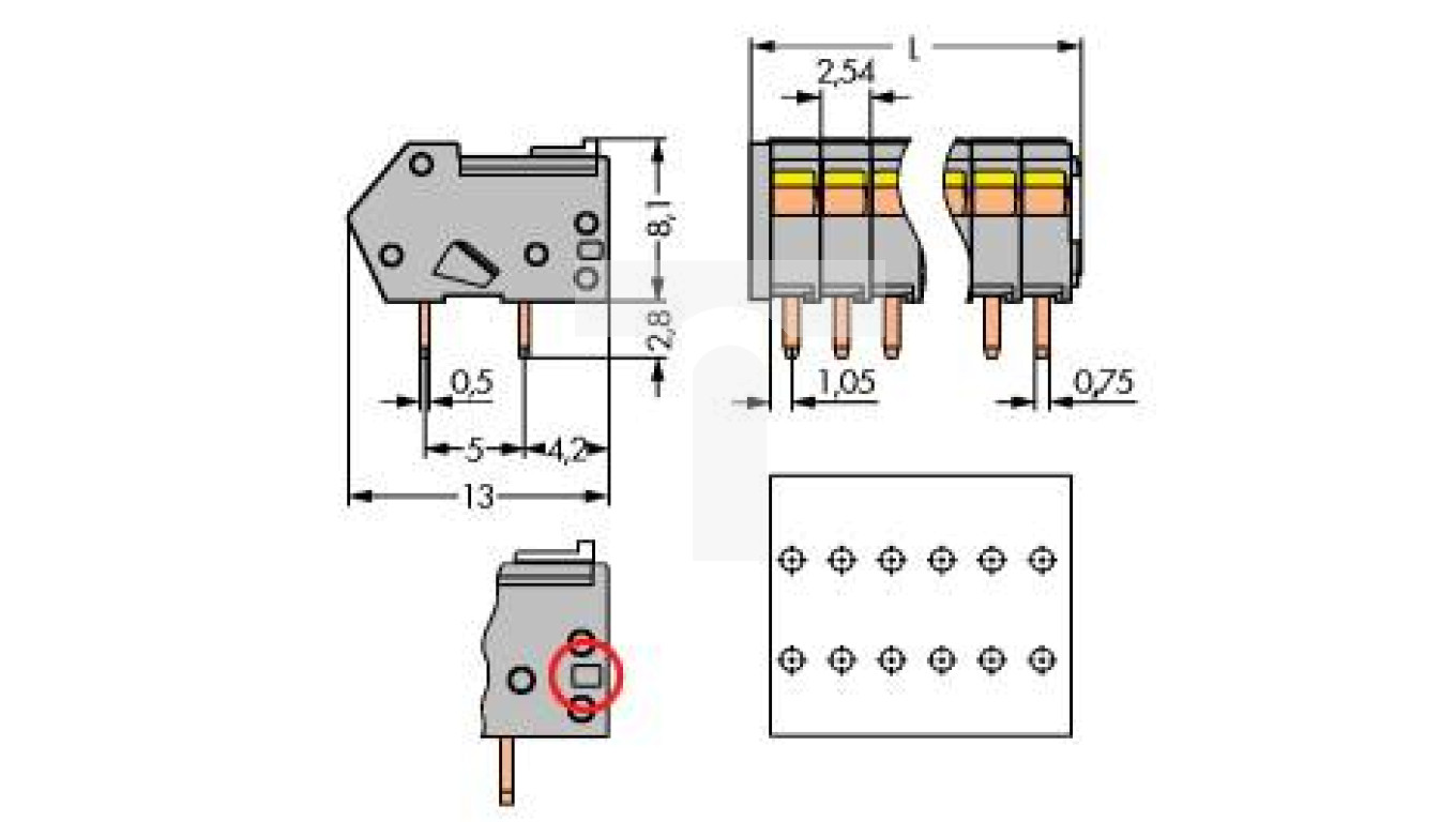 Listwa zaciskowa do płytek drukowanych 2-biegunowa szara raster 2,54mm ...