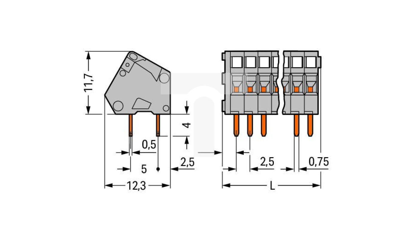 Listwa zaciskowa do płytek drukowanych 36-biegunowa szara raster 2,5mm 233-136 /10szt./ – WAGO ...