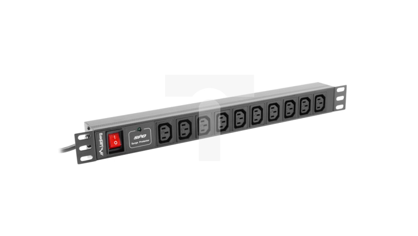 Listwa zasilająca RACK PDU 1U 10A 10xIEC C13 2m czarna C14 PDU-10I-0200 ...