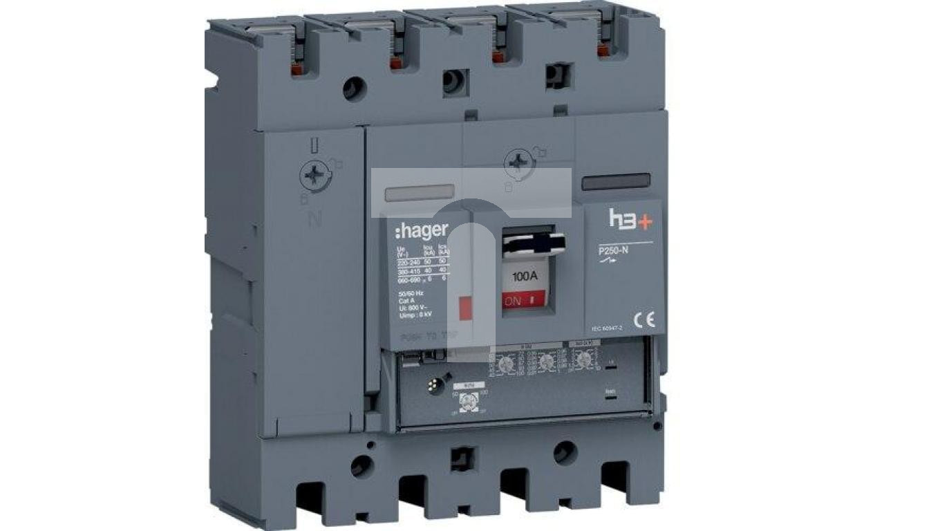 MCCB Wyłącznik mocy h3+ P250 4P 100A 40kA LSnI HNT101GR – HAGER POLO ...