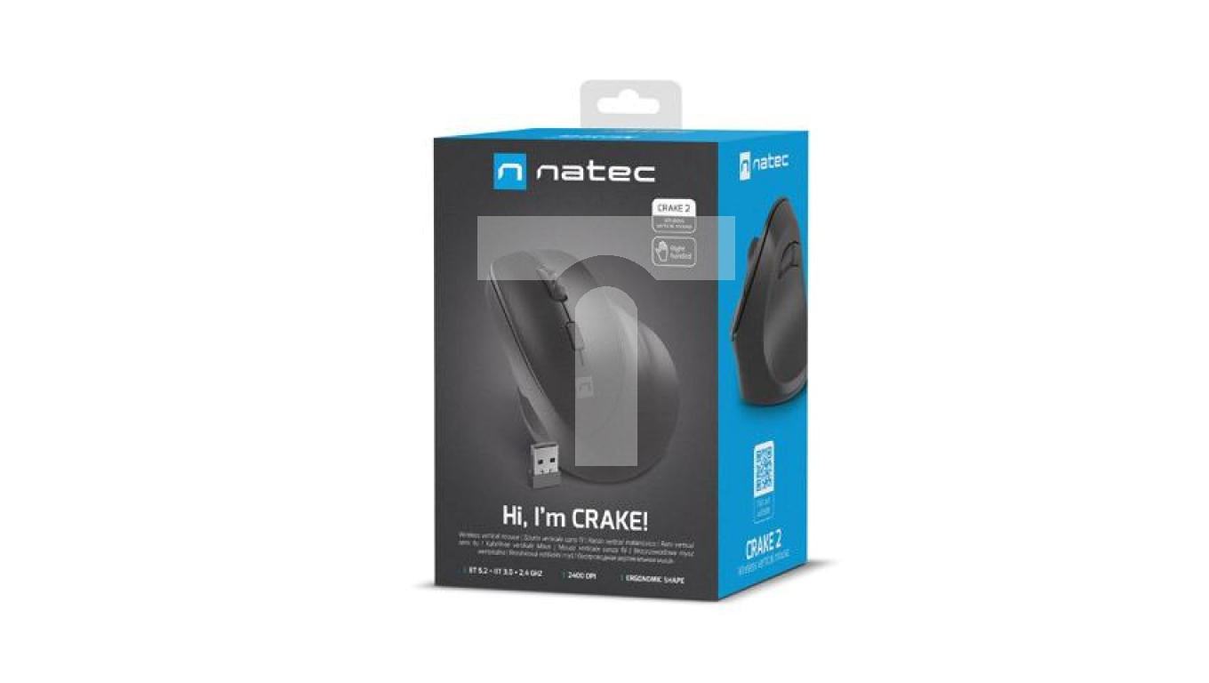 MYSZ WERTYKALNA NATEC CRAKE 2 BEZPRZEWODOWA 2400DPI BLUETOOTH 5.2 + 2.4GHZ CZARNA NMY-2048 ...