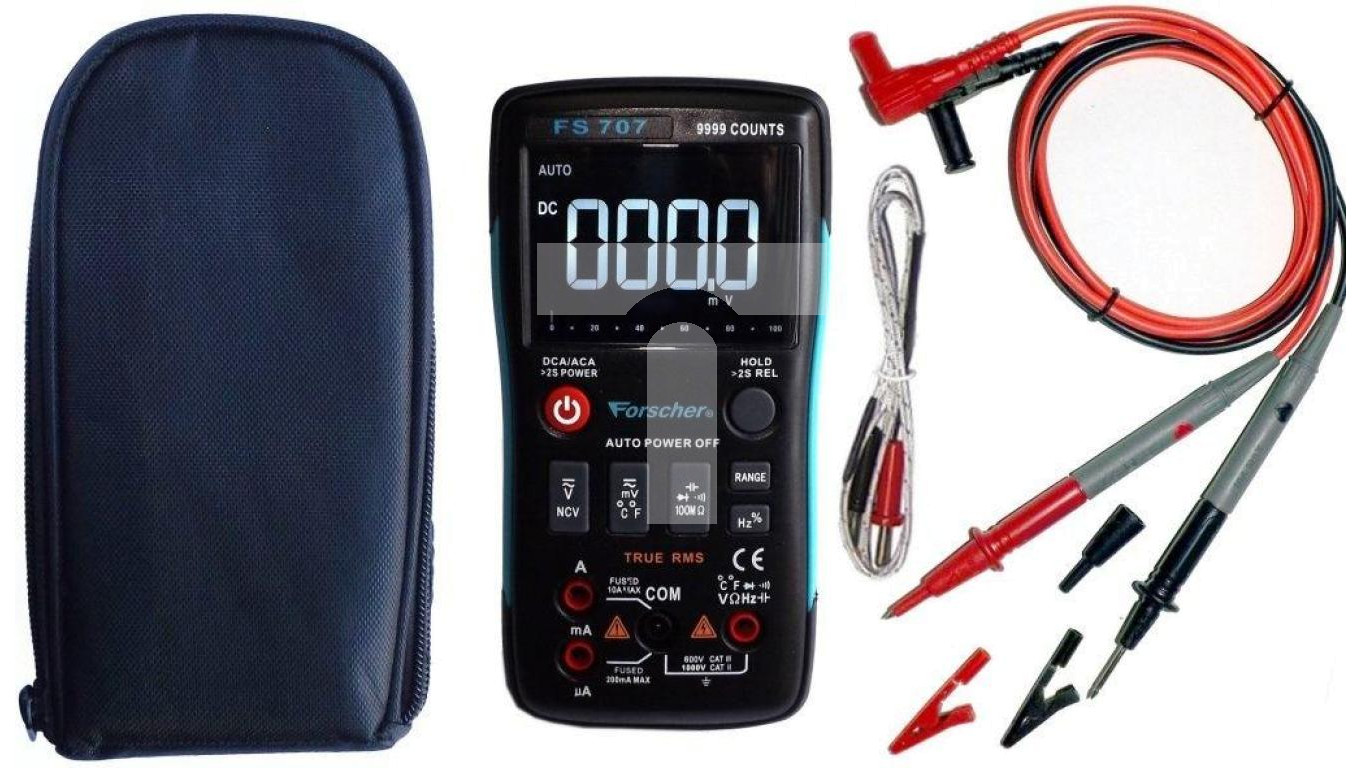 Miernik uniwersalny z pomiarem True RMS multimetr cyfrowy z wyświetlaczem LCD FORSCHER FS707 ...