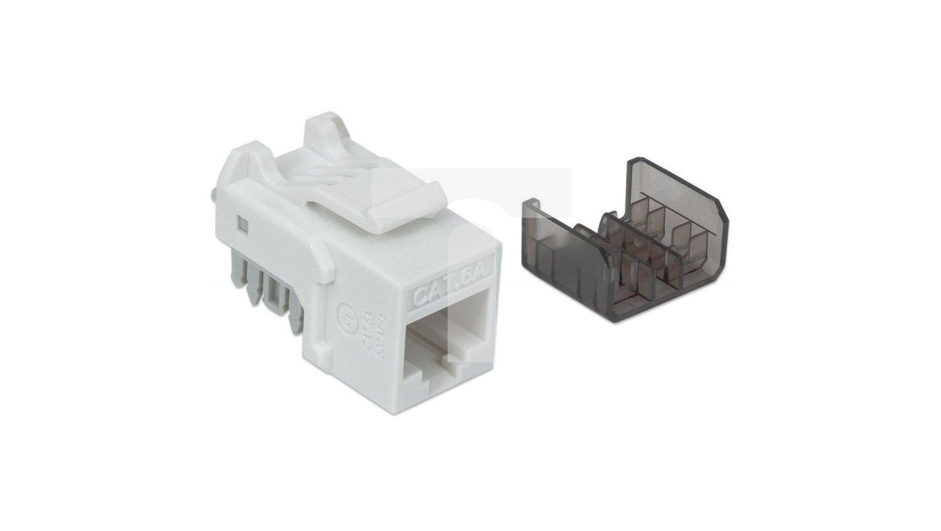 Moduł Keystone RJ45 Cat6a 10 Gigabit, UTP, biały – INTELLINET | TIM SA
