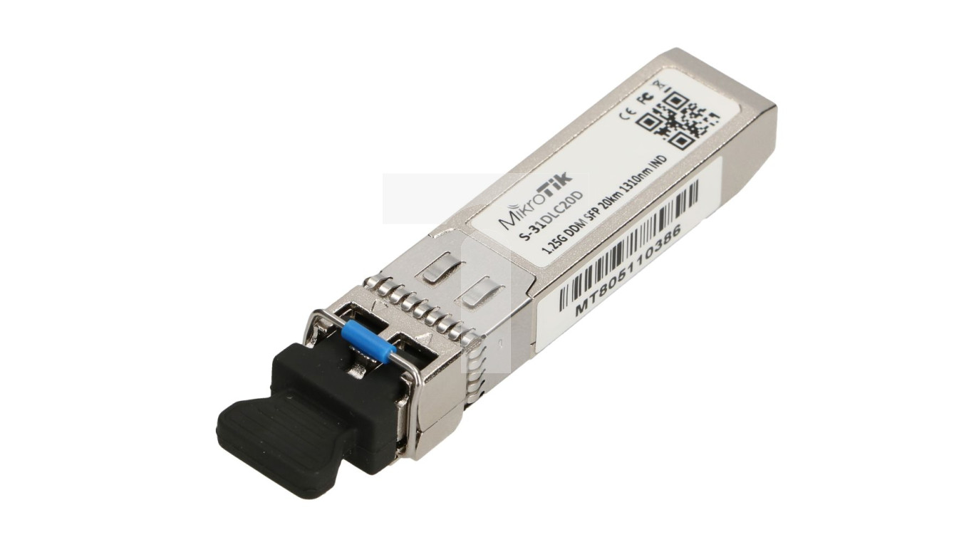 Moduł SFP 1,25Gb/s, 1310nm, 2x LC, 20km, Jednomodowy MikroTik S ...