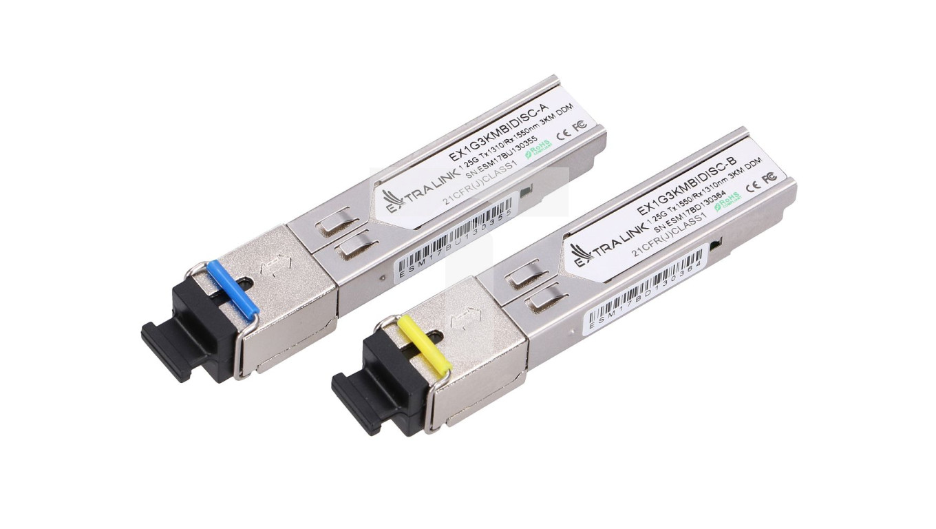 Moduł SFP WDM 1,25Gbps, 1310/1550nm, single mode, 3km, SC, DOM, para ...