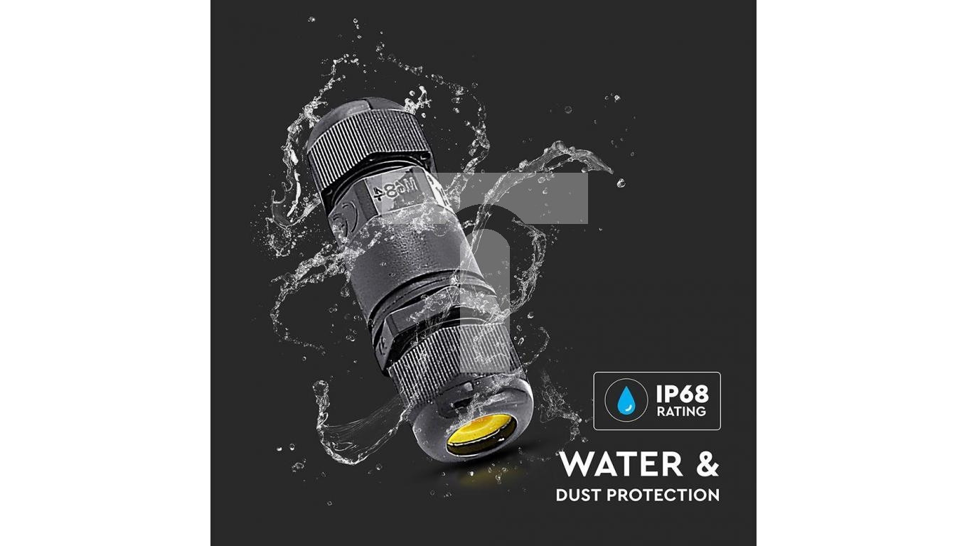 Mufa kablowa skręcana 5-9 mm2 450V 16A v2 Czarna IP68 5977 – V-TAC ...