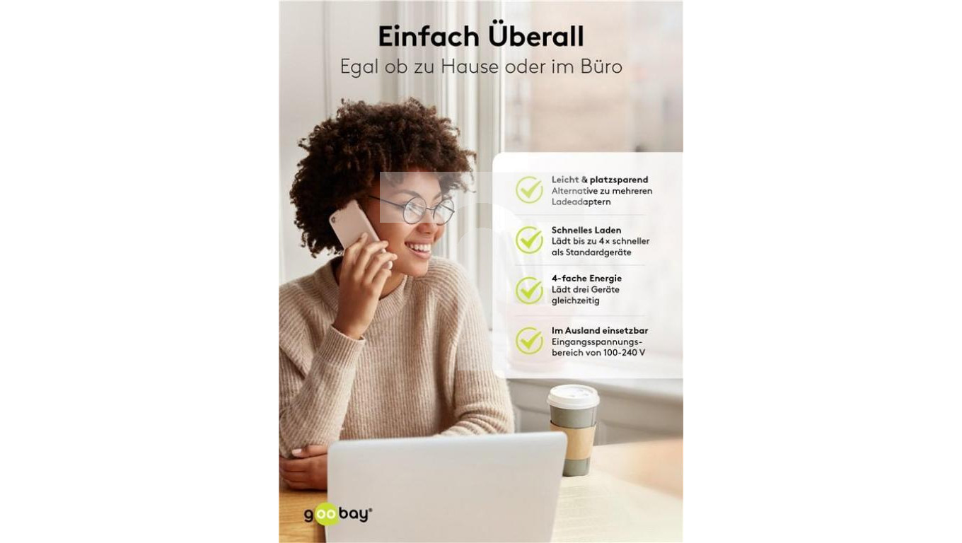 Multiport 4x ładowarka biurkowa (65 W), czarna, 61772 – GOOBAY | TIM SA