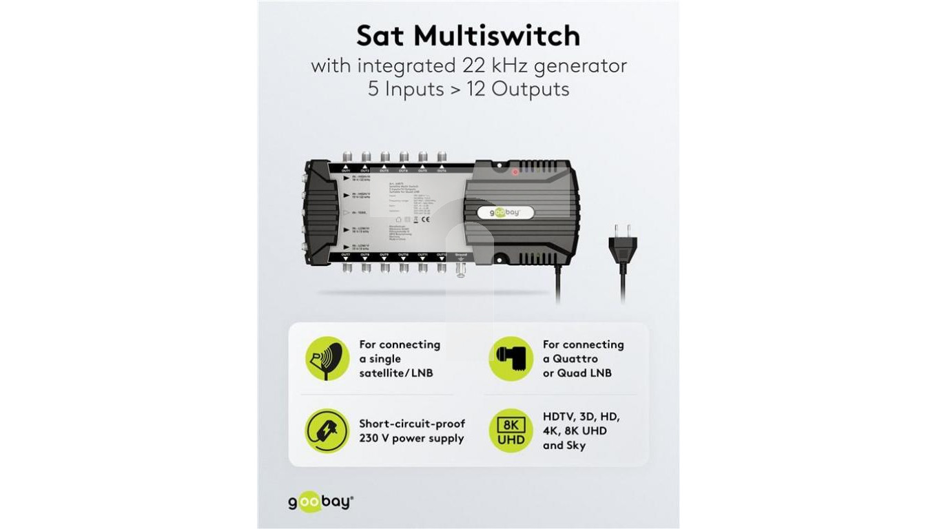 Przełącznik multiswitch Sat 5 wejść/12 wyjść, 64875 – GOOBAY | TIM SA