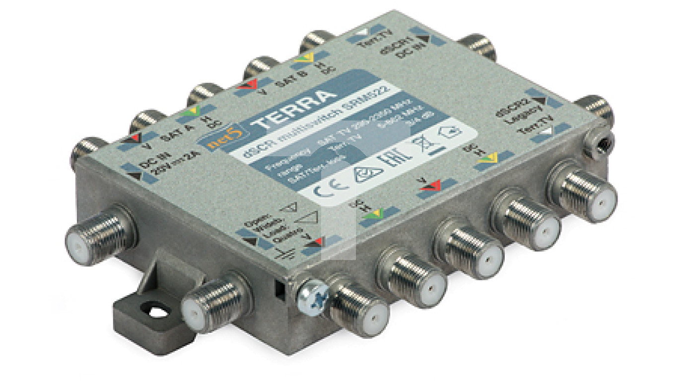 Multiswitch SRM-522 (950...2150 MHz/290...2340 MHz) Terra z AGC - klasa ...