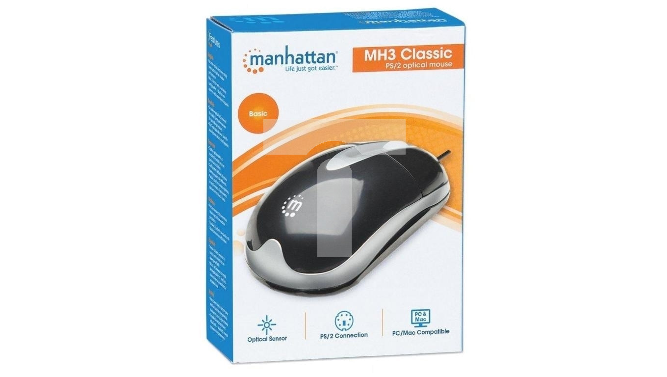 Mysz Optyczna PS2 1000dpi Czarna Manhattan MH3 – MANHATTAN | TIM SA