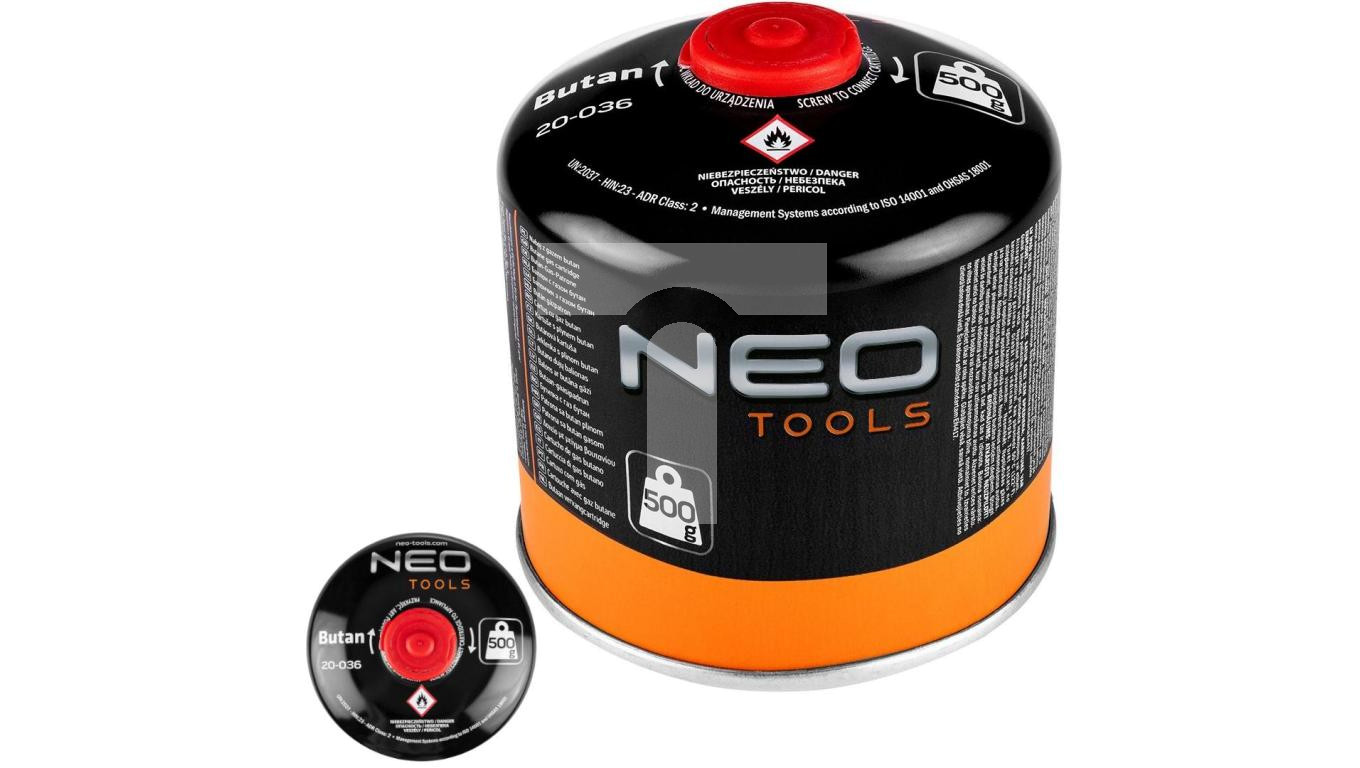 Nabój, kartusz gazowy BUTAN nakręcany do lutownic, palników gazowych 500g NEO 20-036 – NEO | TIM SA