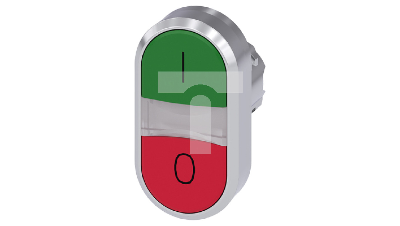 Napęd przycisku podwójnego 22mm zielony /I/ i czerwony /O/ metalowy IP69k Sirius ACT 3SU1050 ...