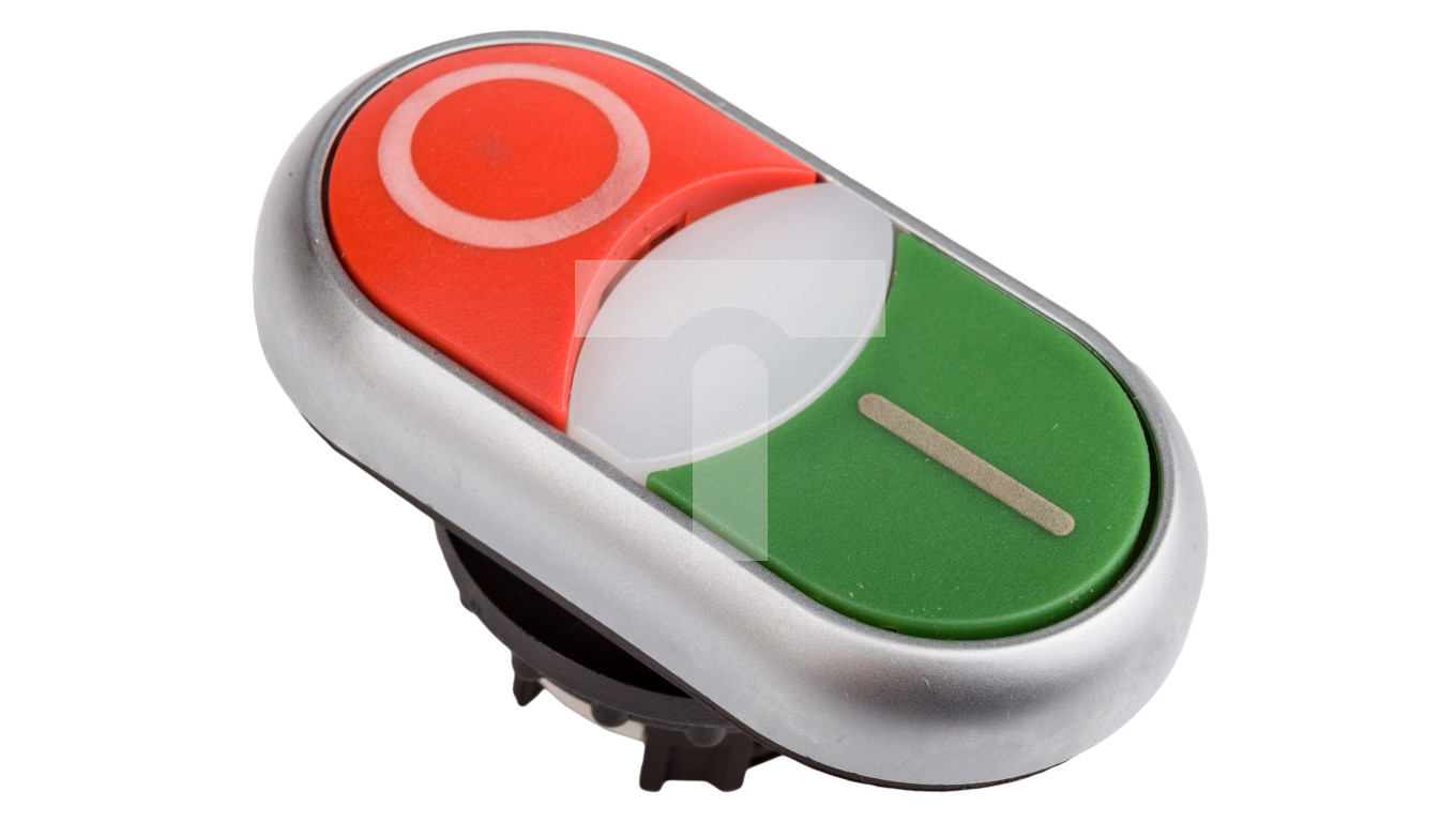 Napęd przycisku podwójny zielony/czerwony /O-I/ z podświetleniem z samopowrotem M22-DDLM-GR-X1 ...