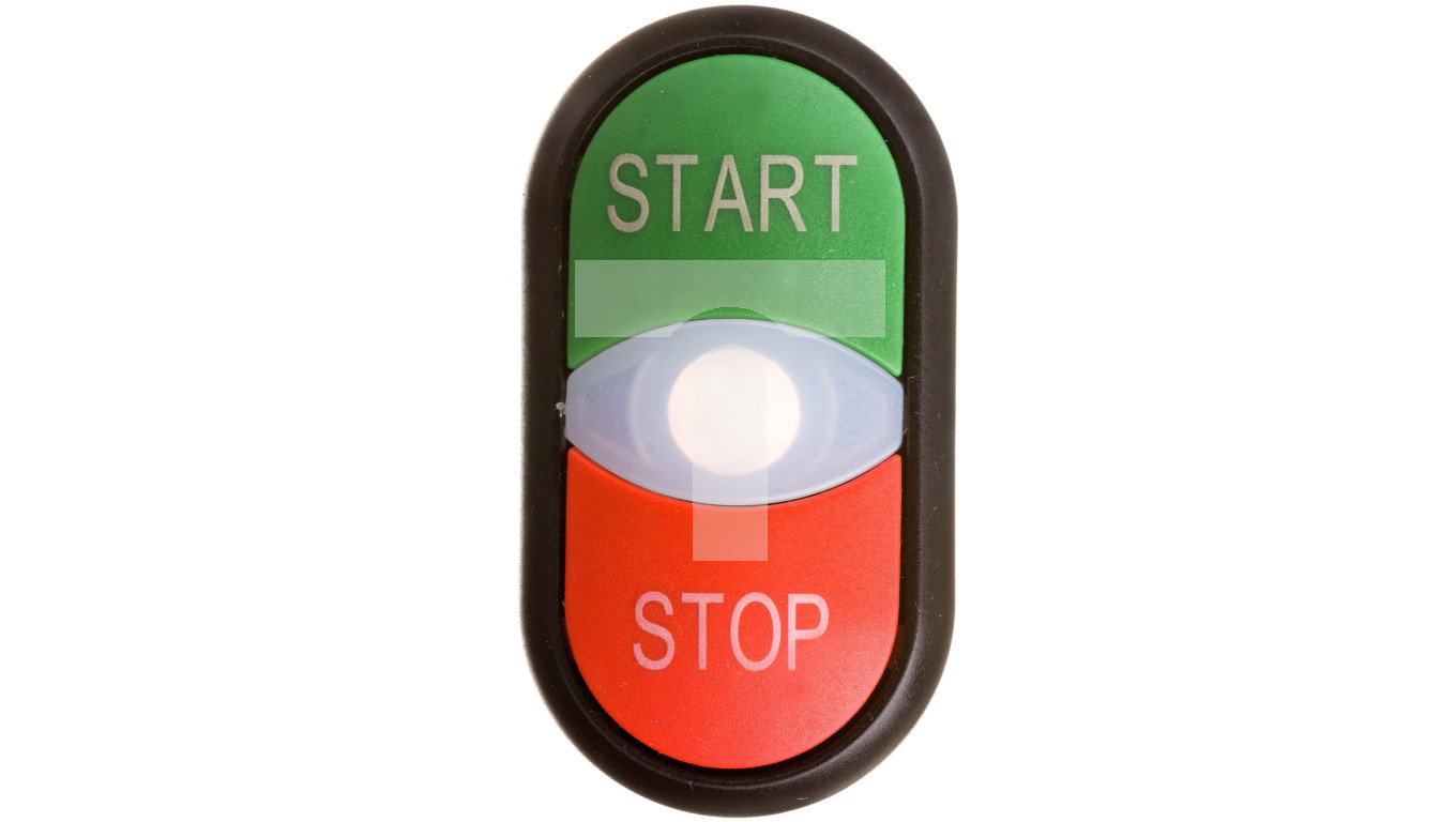 Napęd przycisku podwójny zielony/czerwony START-STOP z podświetleniem z samopowrotem M22S-DDL-GR ...