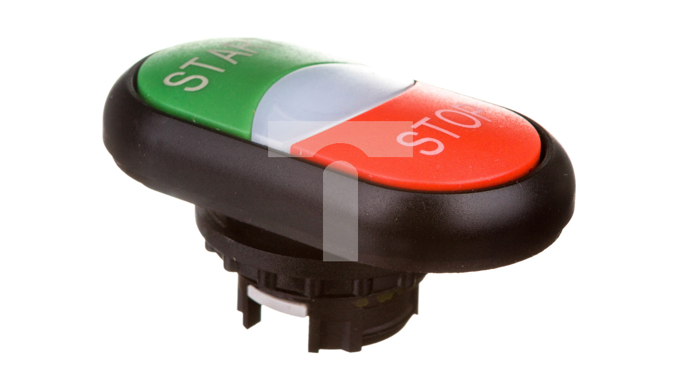 Napęd przycisku podwójny zielony/czerwony START-STOP z podświetleniem z samopowrotem M22S-DDL-GR ...