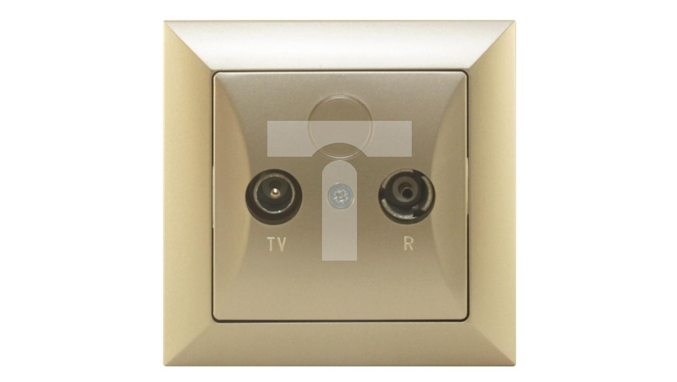 OPAL Gniazdo antenowe RTV przelotowe 9db metalizowany piaskowy GAP-Op/P ...