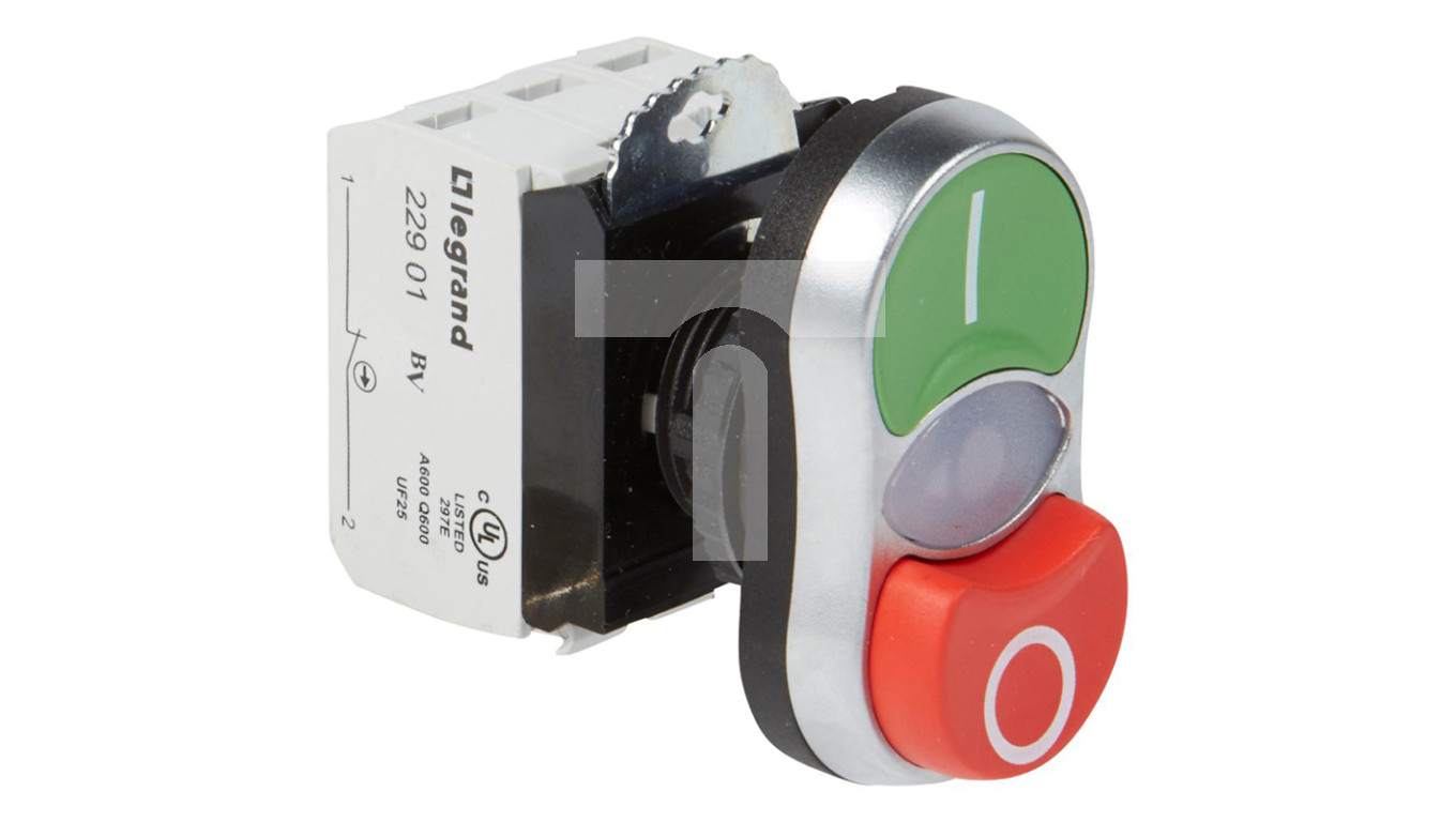 OSMOZ Przycisk podwójny kompletny 0-I 22mm zielony-płaski/czerwony-wystający z podświetleniem ...