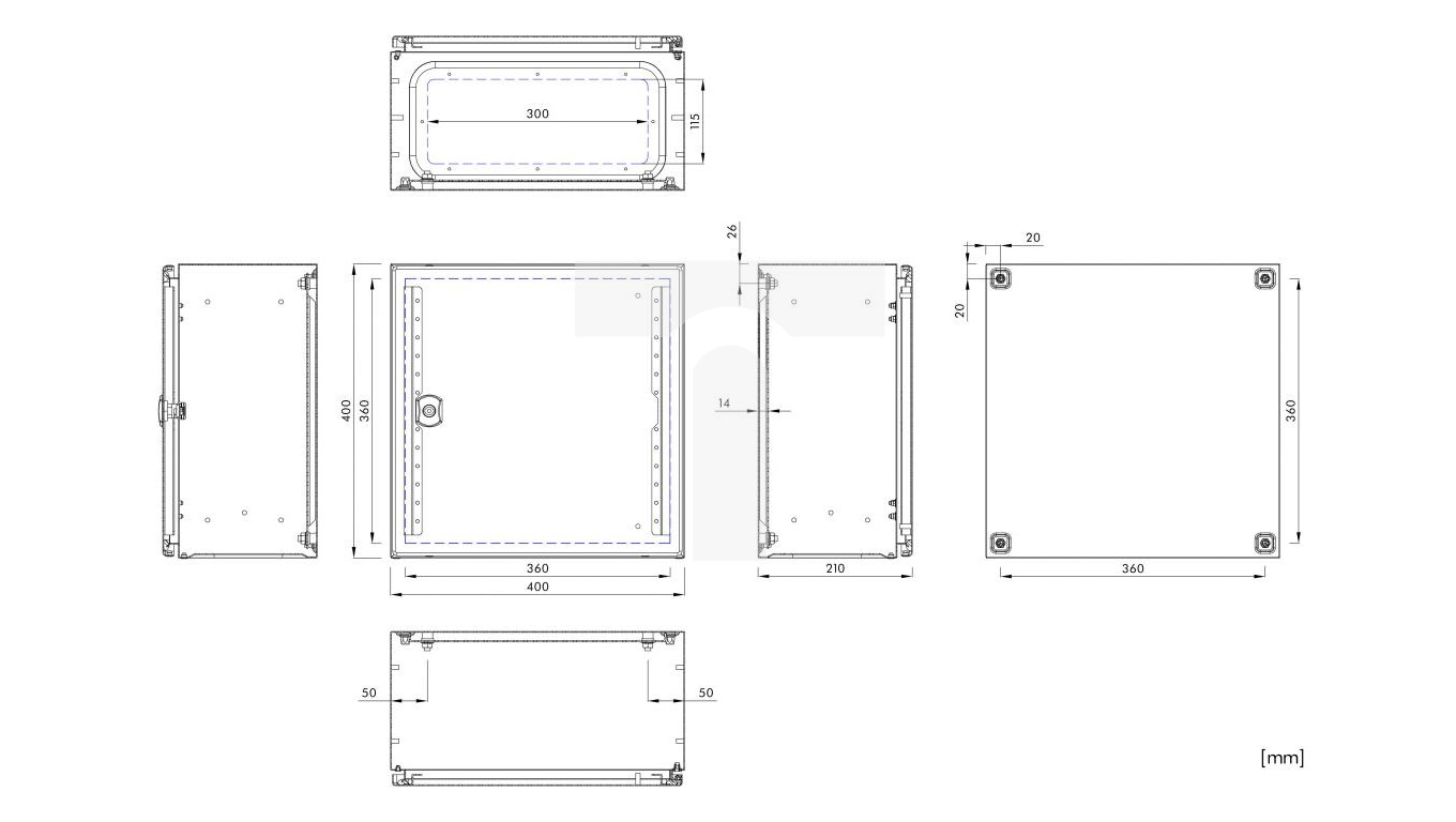 Obudowa naścienna 1-drzwiowa IP66 H=400 W=400 D=210mm – Schrack Technik ...