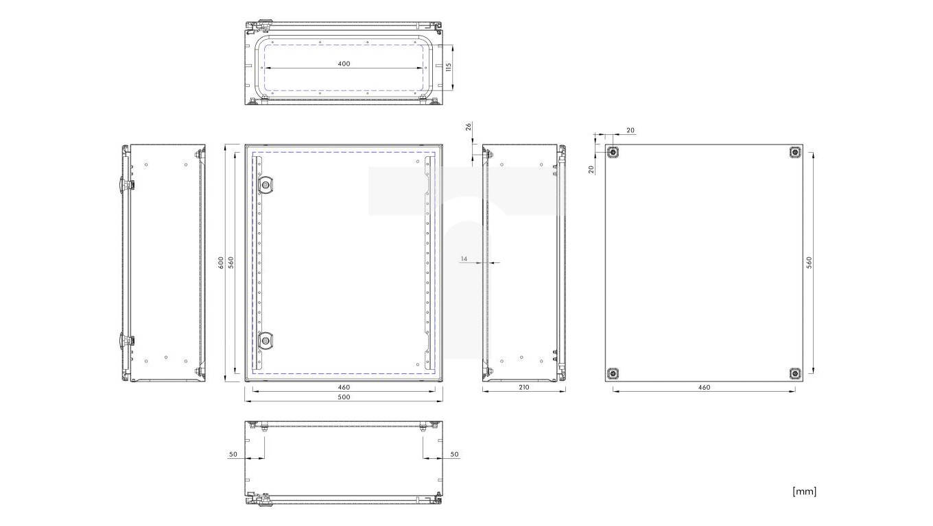 Obudowa naścienna 1-drzwiowa IP66 H=600 W=500 D=210mm – Schrack Technik ...