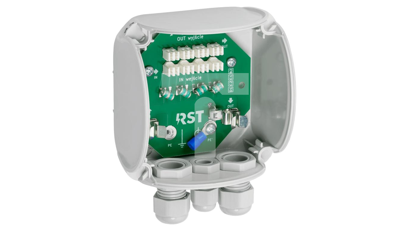 Ochronnik przeciwprzepięciowy RST BOX GDT LSA do sieci LAN i kamer IP w ...