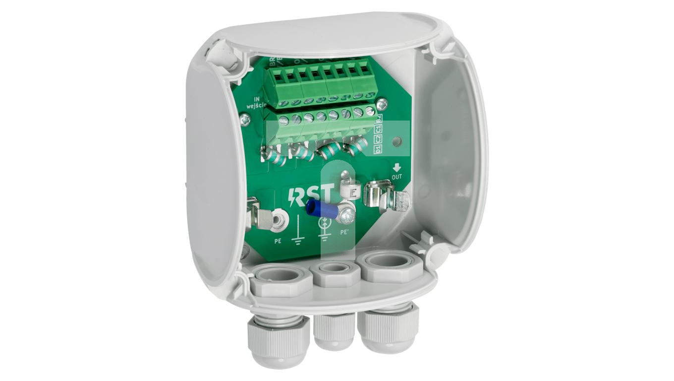 Ochronnik przeciwprzepięciowy RST BOX GDT do sieci LAN i kamer IP w ...