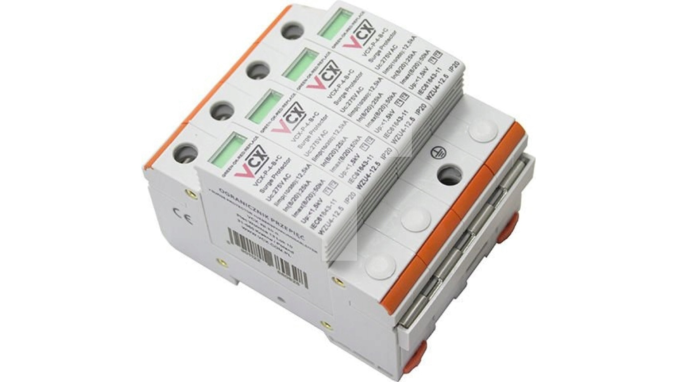 Ochronnik przepięć ogranicznik modułowy klasy T1+T2 B+C 4P 3-F 12,5kA z ...