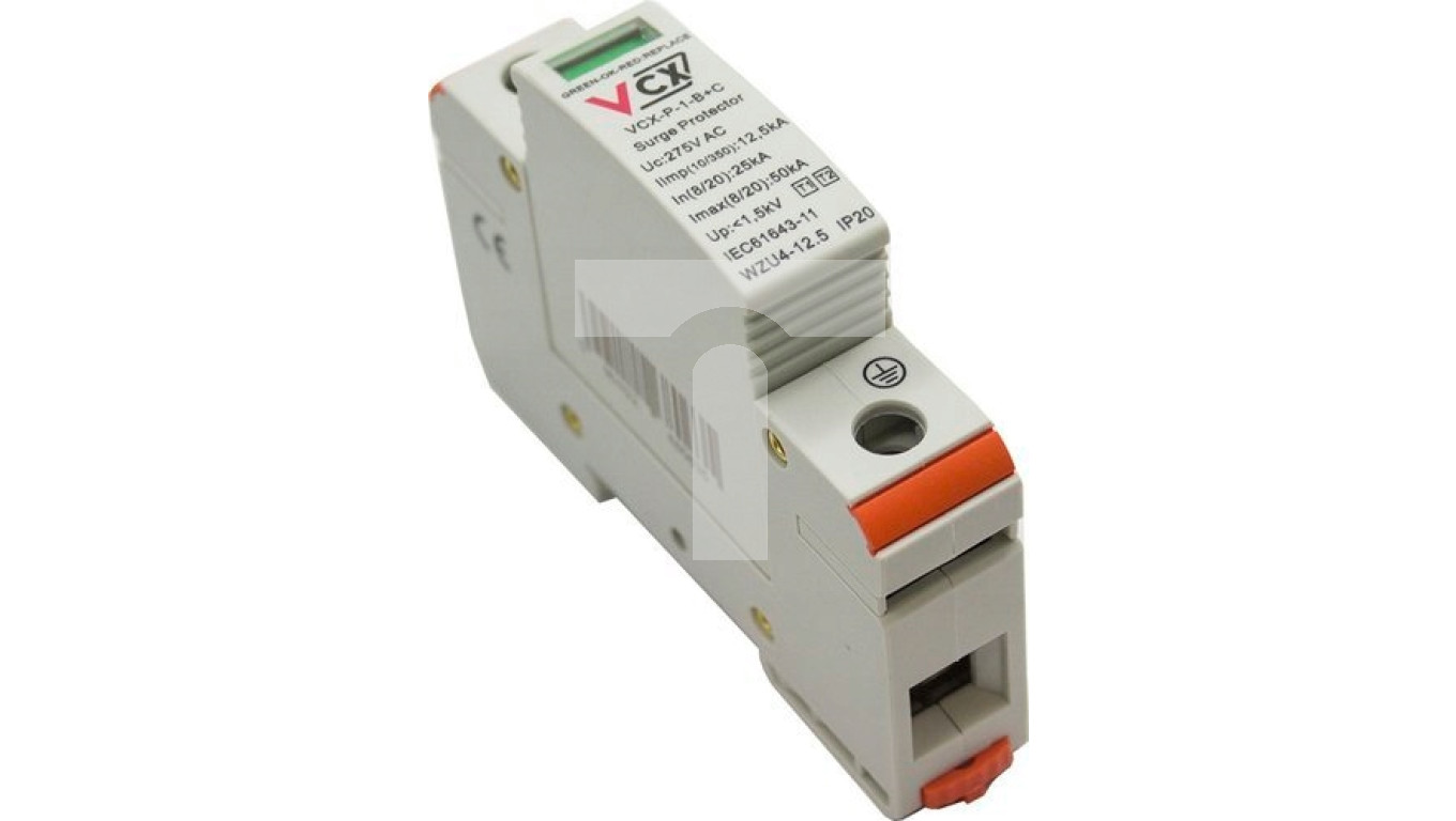 Ochronnik przepięć ogranicznik modułowy z iskiernikiem 1P 1-F TYP 1+2 B+C 12,5kA VCX – VCX | TIM SA