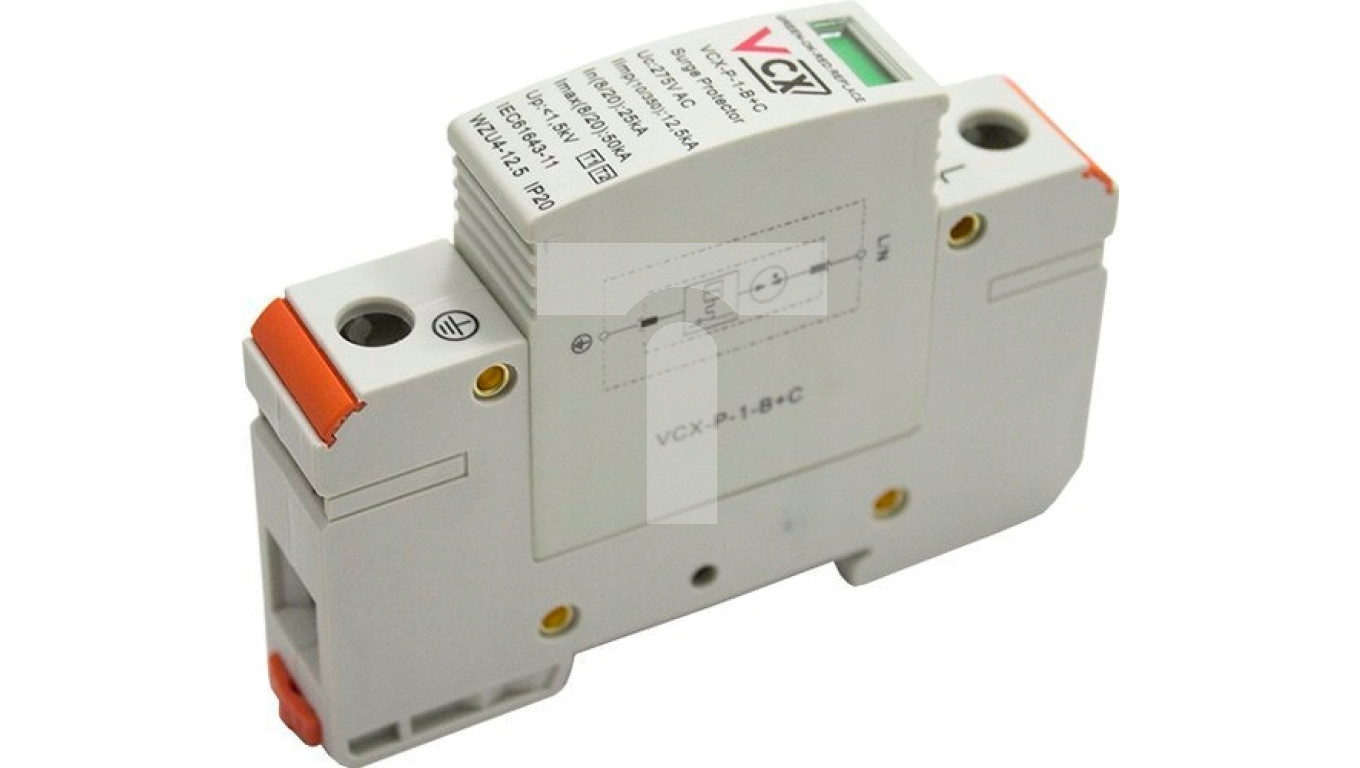 Ochronnik przepięć ogranicznik modułowy z iskiernikiem 1P 1-F TYP 1+2 B+C 12,5kA VCX – VCX | TIM SA