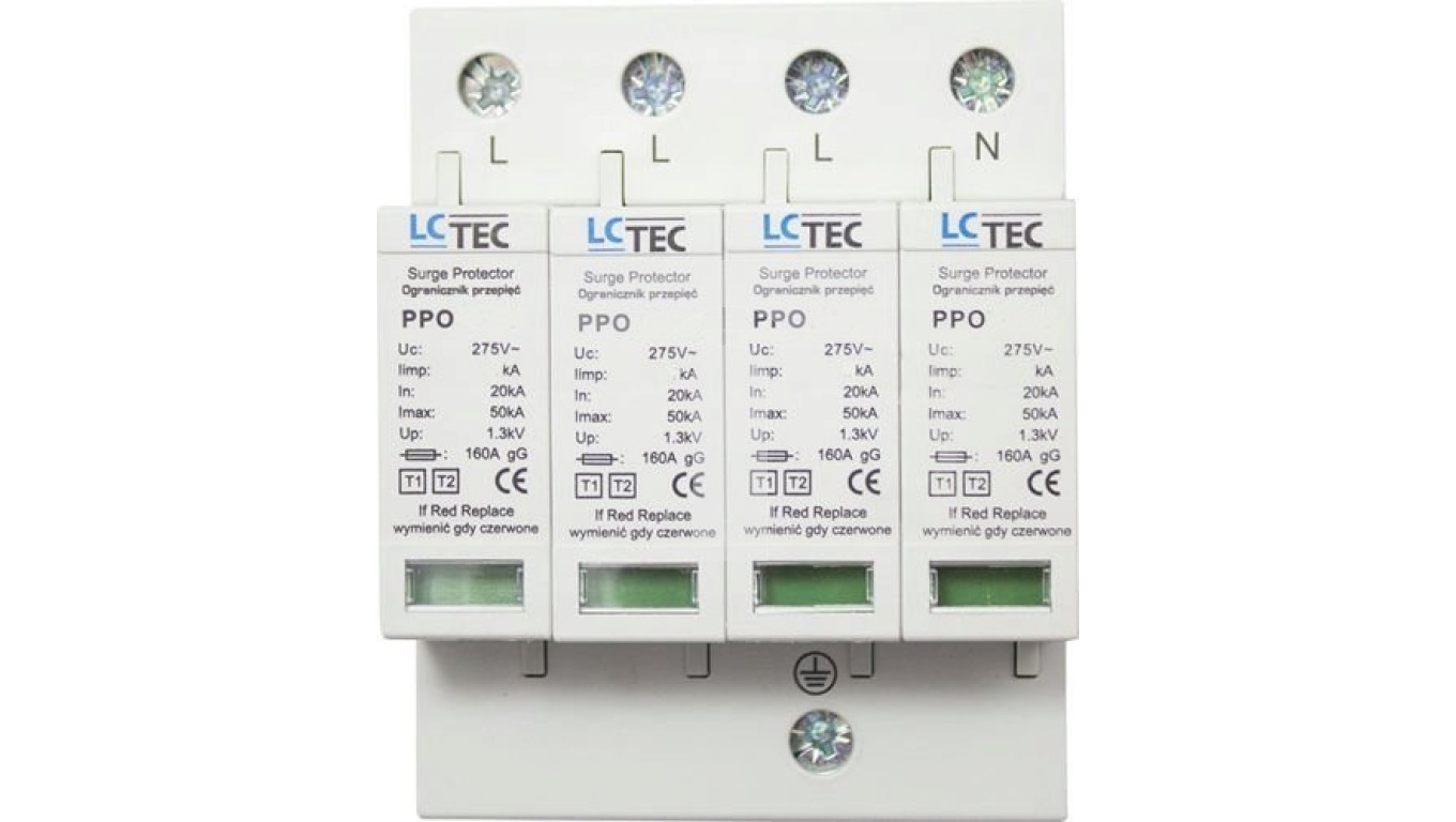 Ogranicznik przepieć AC 275V B+C T1+T2 7kA przepięciówka 4P 3F LC-TEC ...