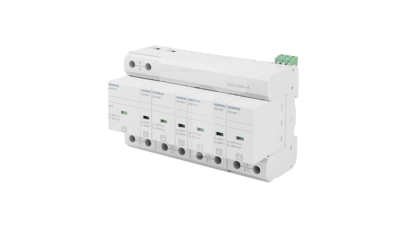 Ogranicznik przepięć Typ T1+T2 3P+N Uc 350V 25kA TN-S ze stykami sygn ...